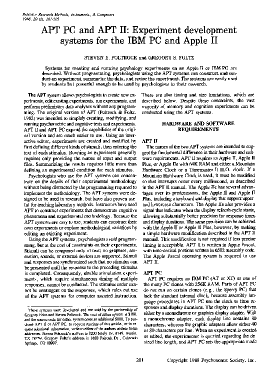 (PDF) APT PC and APT II: Experiment development systems for the IBM PC ...