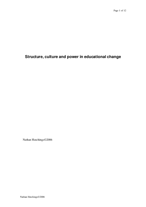 (PDF) Structure, culture and power in educational change