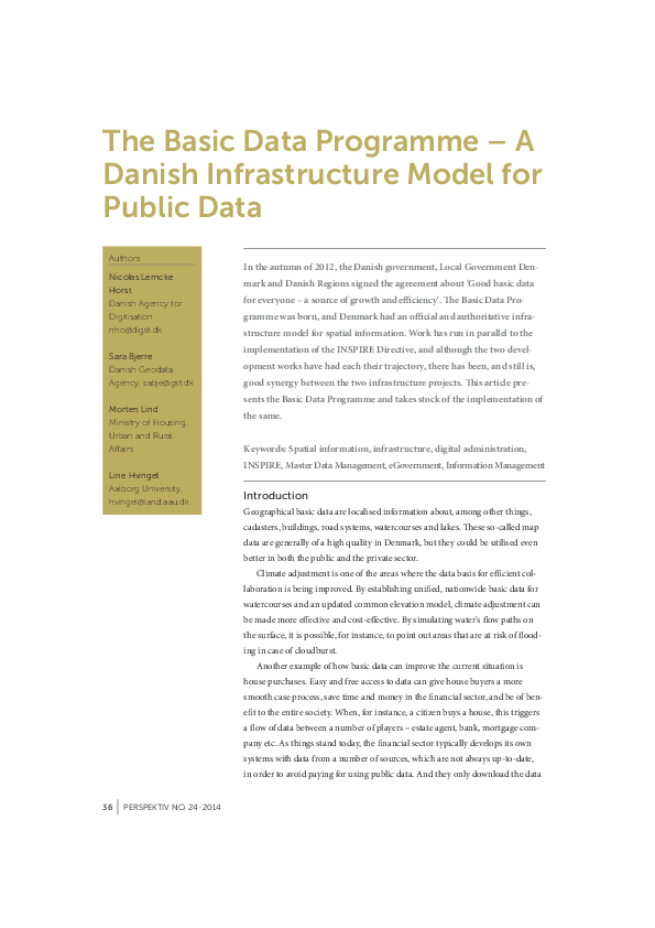(PDF) The Basic Data Programme – A Danish Infrastructure Model for ...