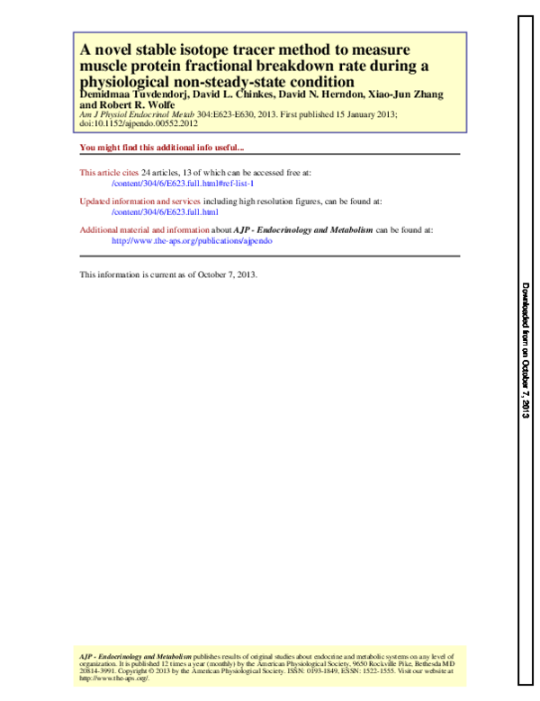 (PDF) A novel stable isotope tracer method to measure muscle protein ...
