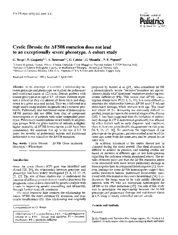 Pdf Cystic Fibrosis The Δf508 Mutation Does Not Lead To An