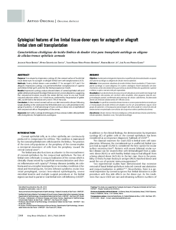 (PDF) Cytological features of live limbal tissue donor eyes for autograft or allograft limbal ...