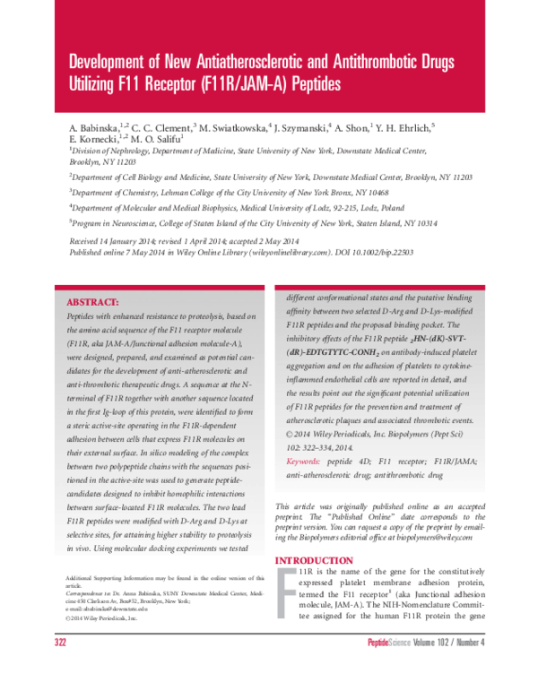 (PDF) Development of New Antiatherosclerotic and Antithrombotic Drugs ...