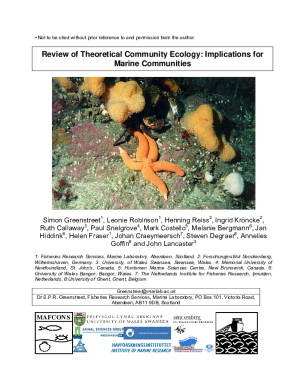 (PDF) Review of theoretical community ecology: implications for marine ...