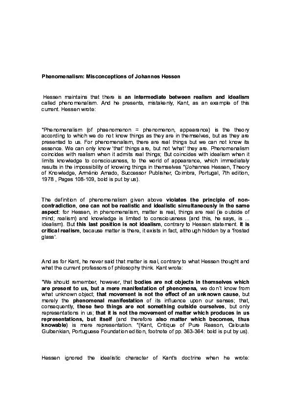 (DOC) Phenomenalism: misconceptions of Johannes Hessen