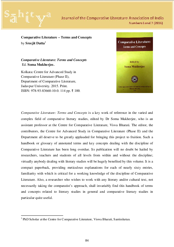 (PDF) Book Review: Comparative Literature – Terms and Concepts (edited ...