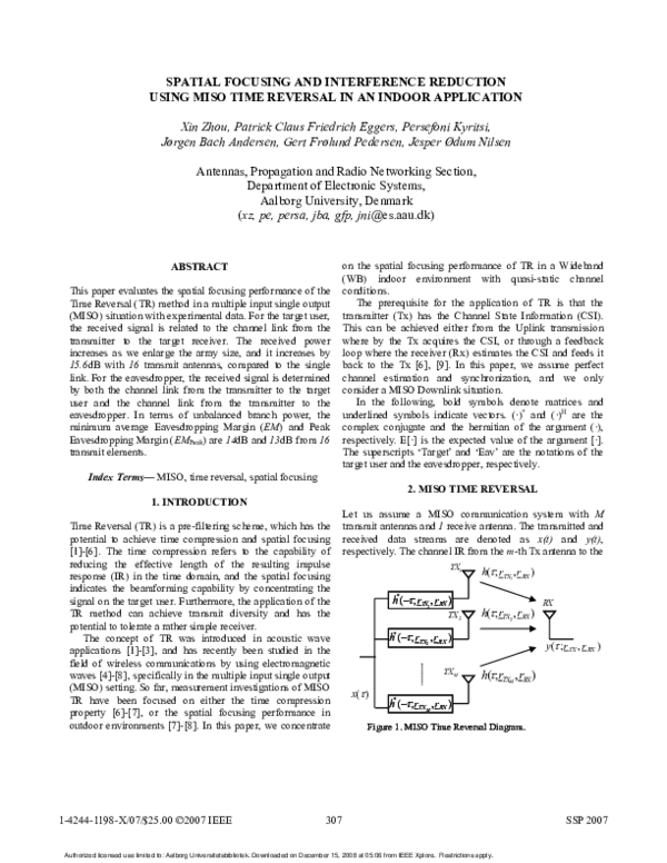Pdf Spatial Focusing And Interference Reduction Using Miso Time
