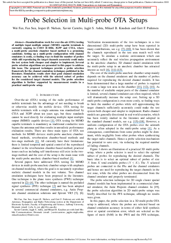 (PDF) Probe Selection in Multiprobe OTA Setups