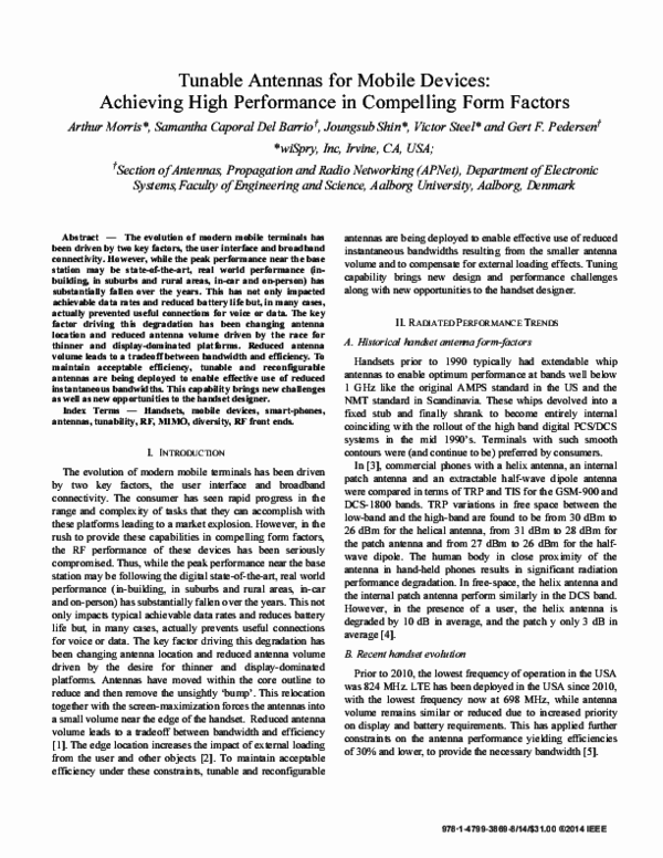 (PDF) Tunable antennas for mobile devices: Achieving high performance ...