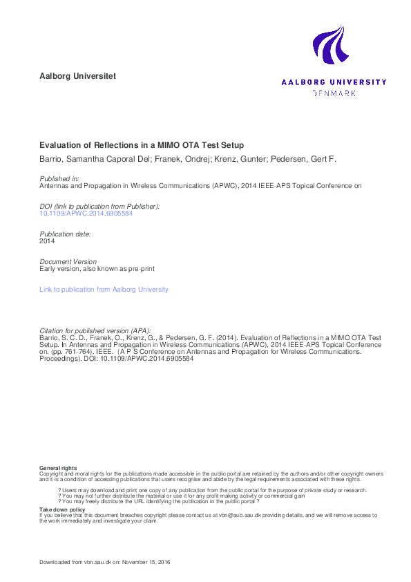 (PDF) Evaluation of reflections in a MIMO OTA test setup