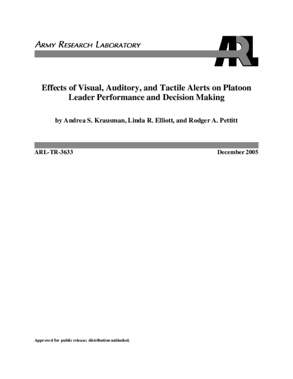(PDF) Effects of visual, auditory, and tactile alerts on platoon leader ...