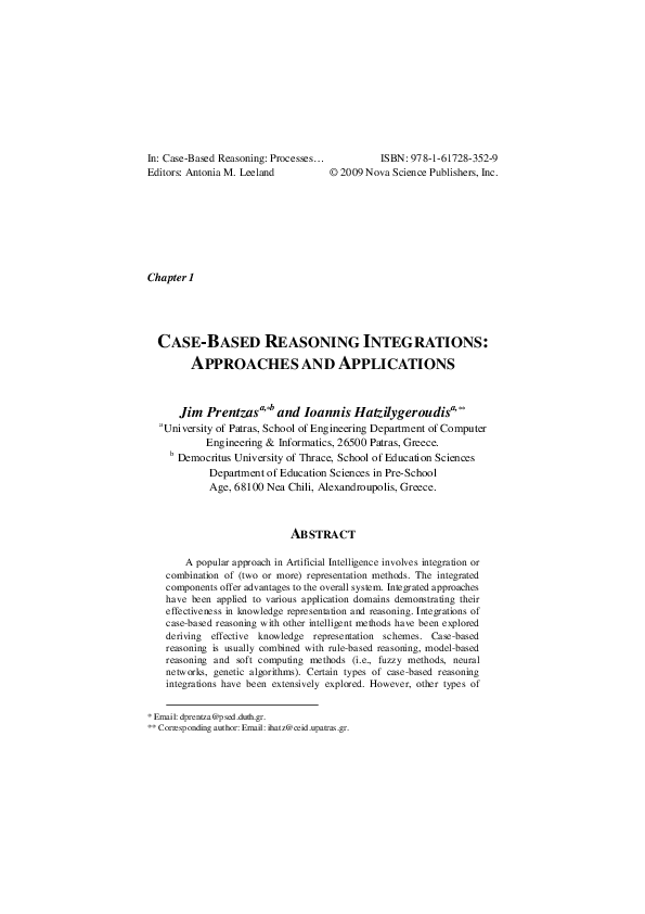 (PDF) Case-Based Reasoning Integrations: Approaches and Applications