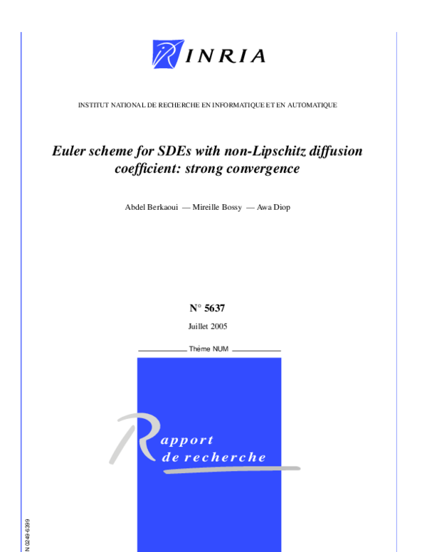 (PDF) Euler scheme for SDEs with non-Lipschitz diffusion coefficient: strong convergence