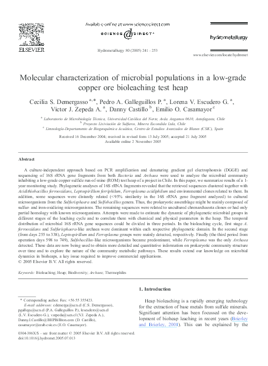 (PDF) Molecular characterization of microbial populations in a low ...