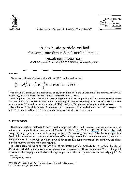 Pdf A Stochastic Particle Method For Some One Dimensional Nonlinear Pde