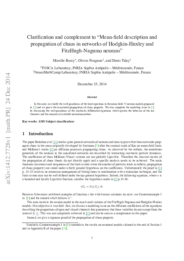 Pdf Clarification And Complement To Mean Field Description And