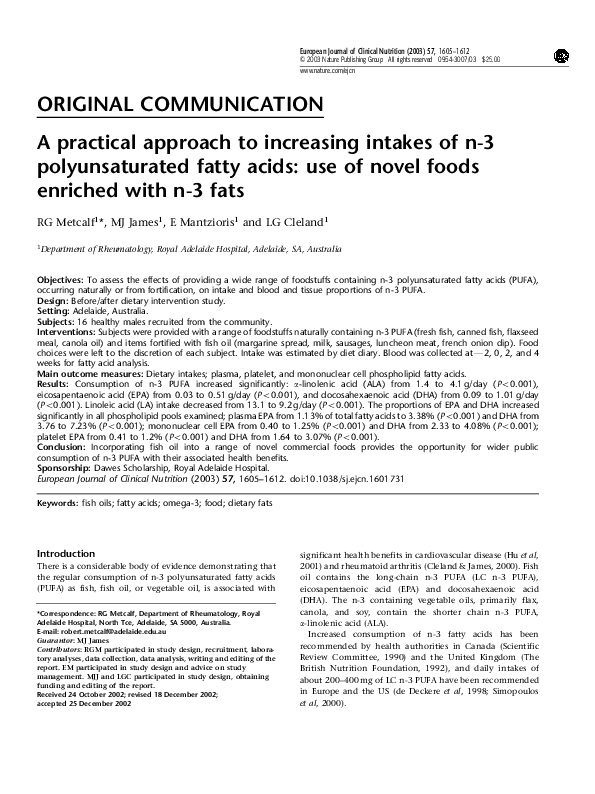 (PDF) A practical approach to increasing intakes of n-3 polyunsaturated ...
