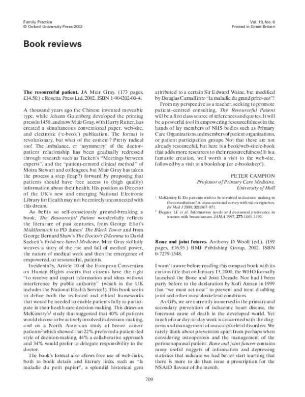 (PDF) The resourceful patient.: JA Muir Gray. (173 pages, pound14.50 ...