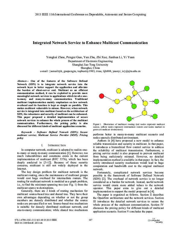 (PDF) Integrated Network Service to Enhance Multicast Communication