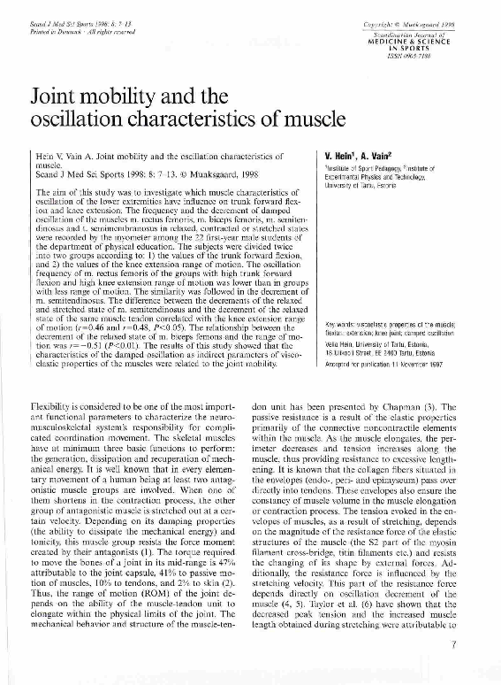 (PDF) Joint mobility and the oscillation characteristics of muscle