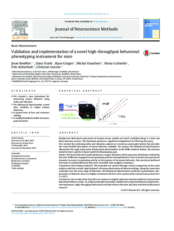 (PDF) Validation and implementation of a novel high-throughput behavioral phenotyping instrument ...