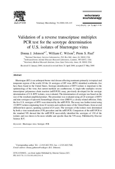 Pdf Validation Of A Reverse Transcriptase Multiplex Pcr Test For The Serotype Determination Of