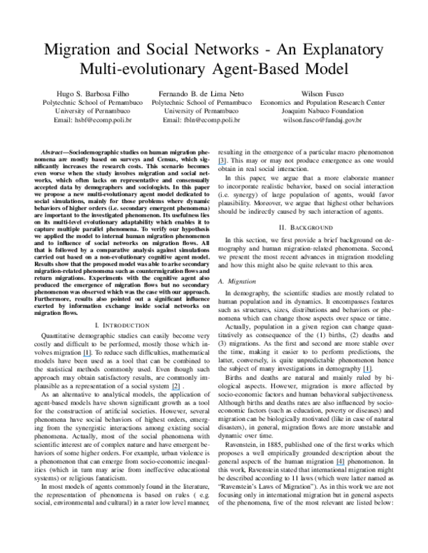 (PDF) Migration and social networks — An explanatory multi-evolutionary ...
