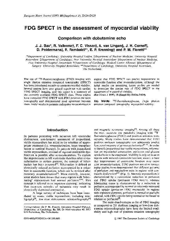 (PDF) FDG SPECT in the assessment of myocardial viability: Comparison ...