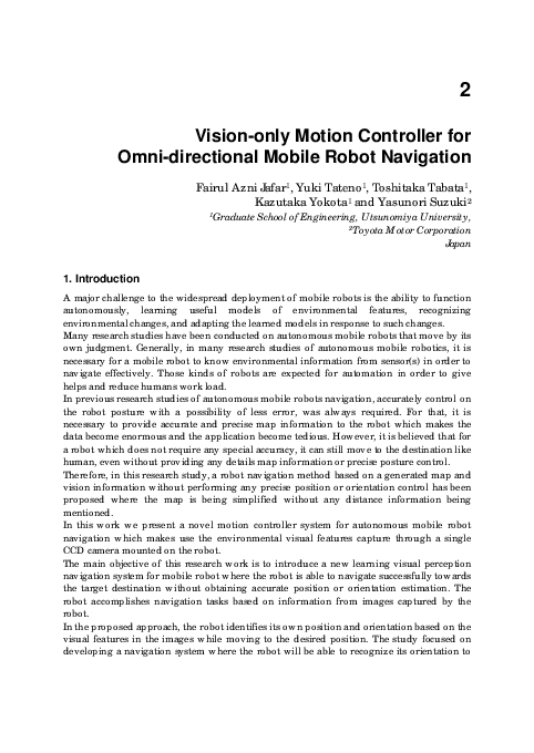 (PDF) Vision-only Motion Controller for Omni-directional Mobile Robot ...