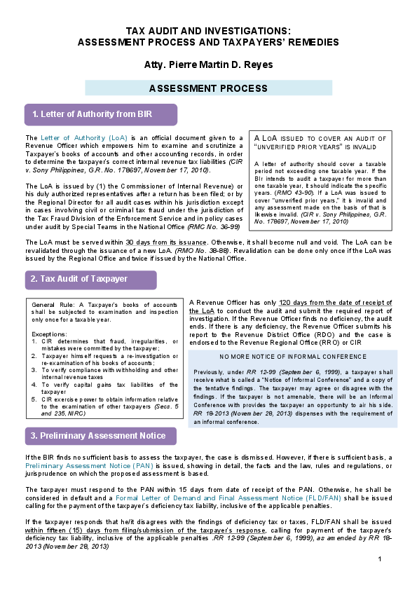 (PDF) Tax Audit and Investigations: Assessment Process and Taxpayers ...