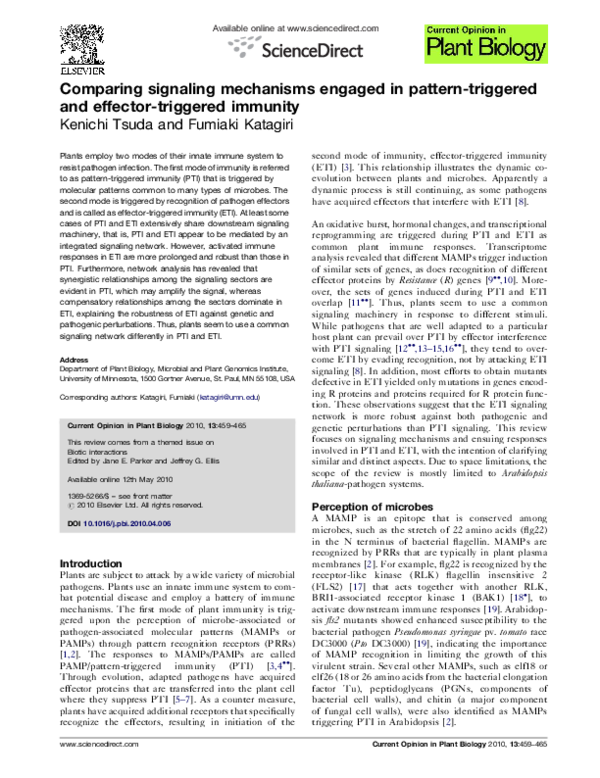 (PDF) Comparing signaling mechanisms engaged in pattern-triggered and ...