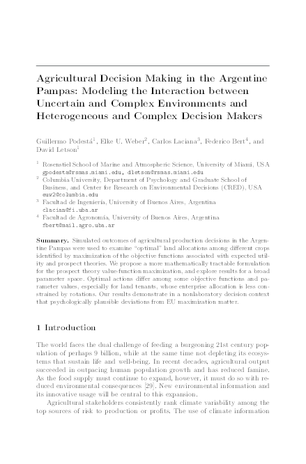 (PDF) Agricultural Decision Making in the Argentine Pampas: Modeling the Interaction between ...