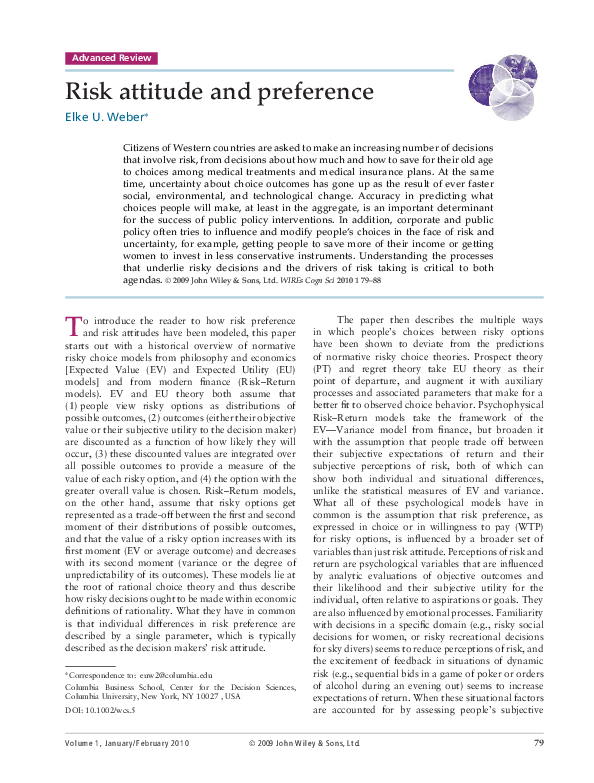 (PDF) Risk attitude and preference