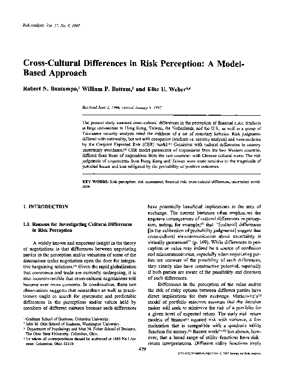 (PDF) Cross-cultural differences in risk perception, but cross-cultural similarities in ...