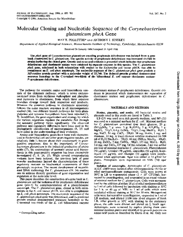 (PDF) Molecular cloning and nucleotide sequence of a transforming gene detected by transfection ...