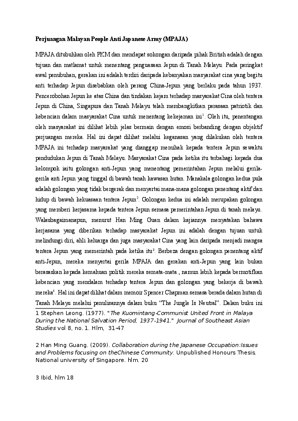 (DOC) Perjuangan Malayan People Anti-Japanese-Army (MPAJA)