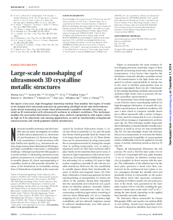 (PDF) Nanolithography. Large-scale nanoshaping of ultrasmooth 3D crystalline metallic structures