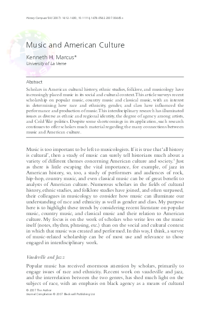 (PDF) Music and American Culture