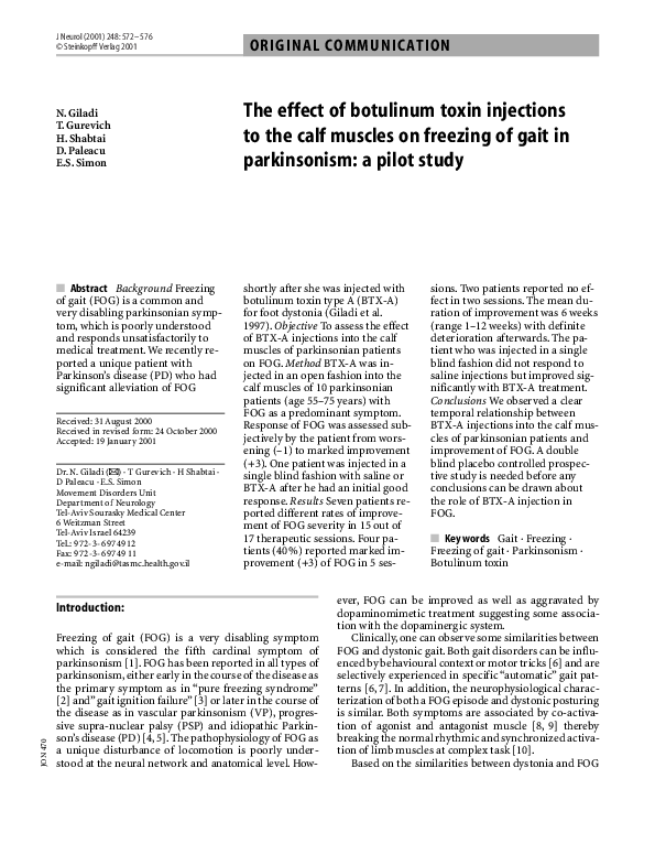 (PDF) The effect of botulinum toxin injections to the calf muscles on ...