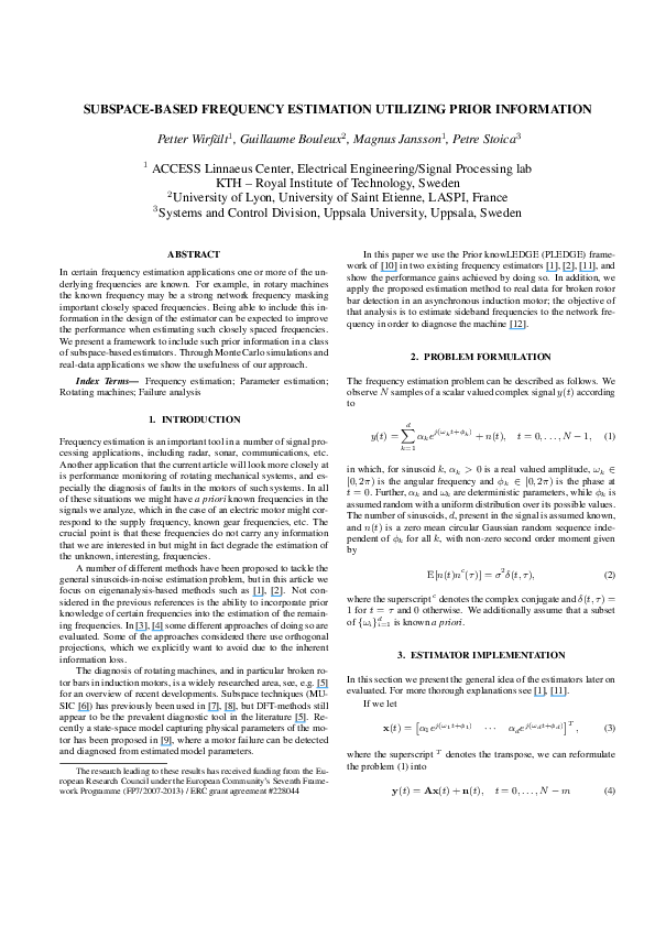 (PDF) Subspace-based frequency estimation utilizing prior information