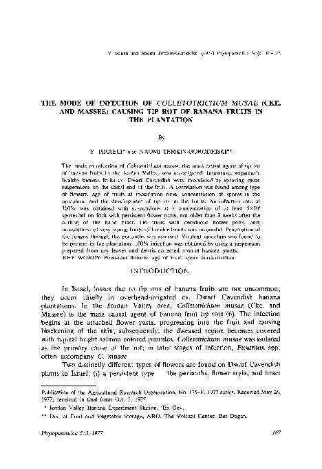 (PDF) The Mode of Infection of Colletotrichum Musae (Cke. And Massee ...