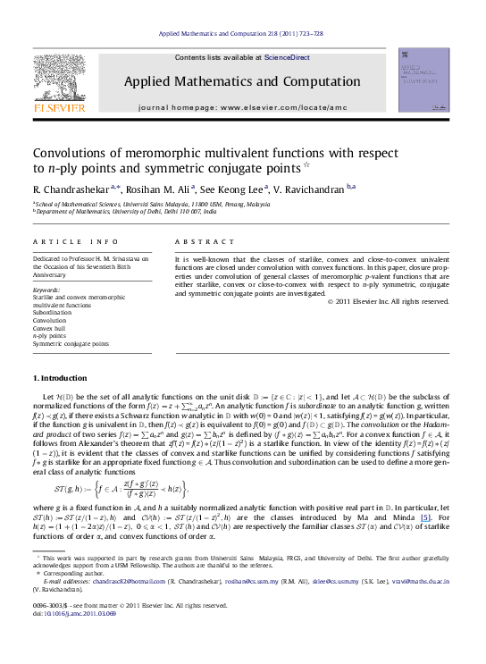 Pdf Convolutions Of Meromorphic Multivalent Functions With Respect To