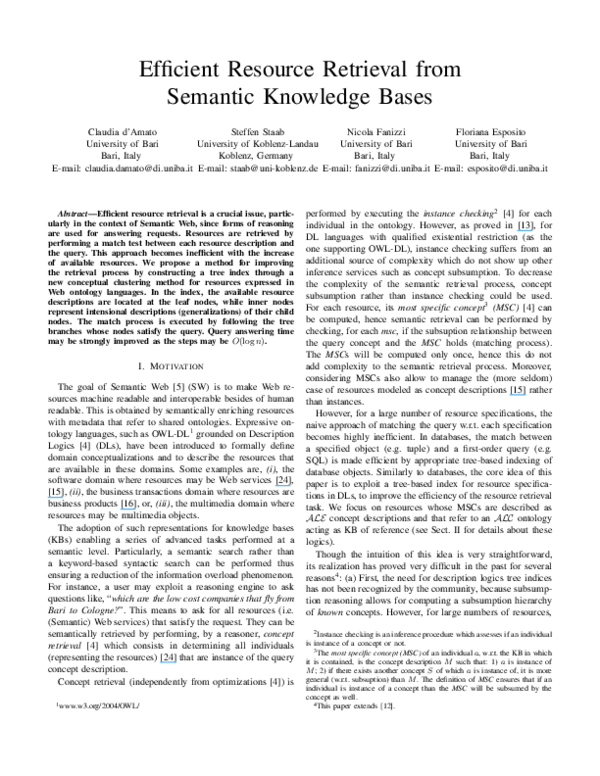 (PDF) Efficient Resource Retrieval from Semantic Knowledge Bases