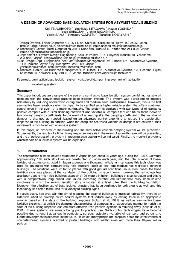 (PDF) A DESIGN OF ADVANCED BASE-ISOLATION SYSTEM FOR ASYMMETRICAL BUILDING