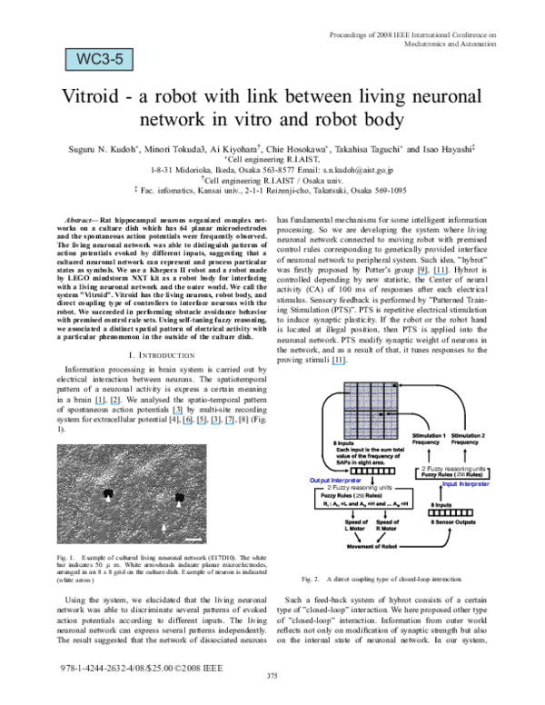 (PDF) Vitroid - a robot with link between living neuronal network in ...