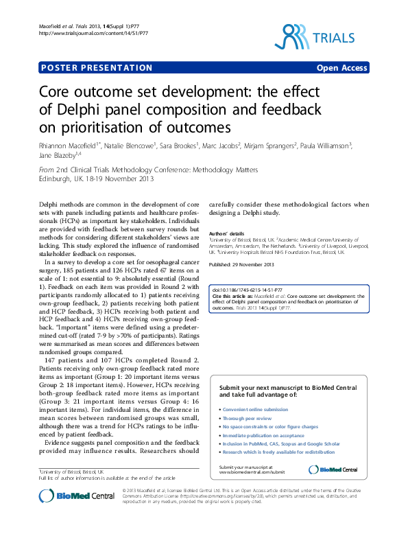 (PDF) Core outcome set development: the effect of Delphi panel composition and feedback on ...