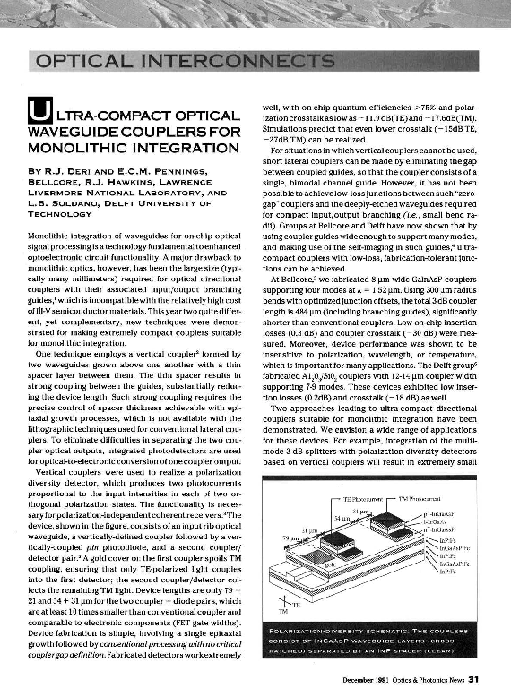 (PDF) Ultra-Compact Optical Waveguide Couplers for Monolithic ...