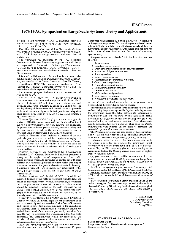 (PDF) 1976 IFAC symposium on large scale systems theory and applications