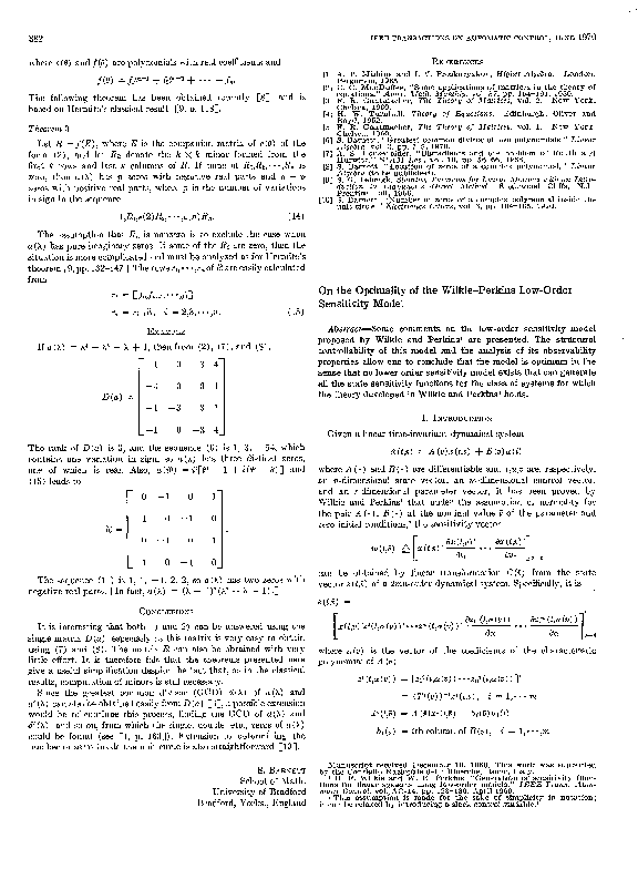 (PDF) On the optimality of the Wilkie-Perkins low-order sensitivity ...