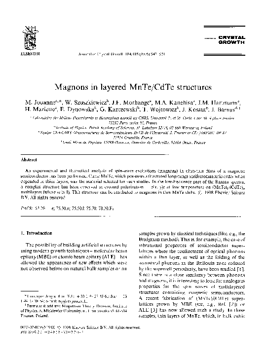 (PDF) Magnons in layered MnTe/CdTe structures